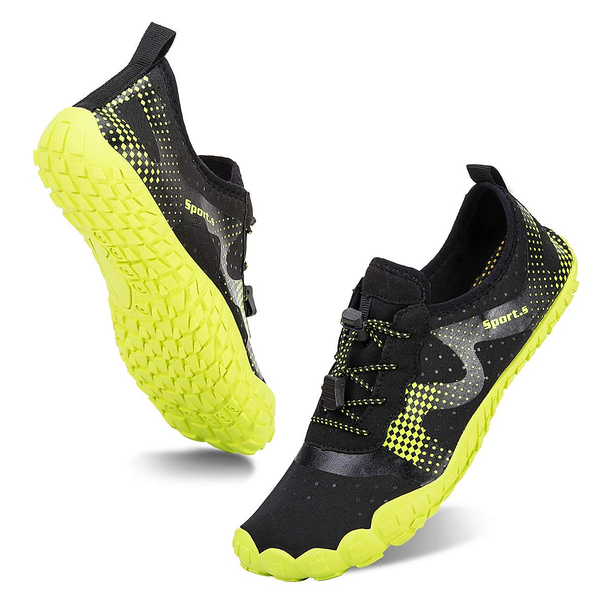 WateLves Water Shoes for Men Women Barefoot Quick-Dry Aqua Sock Outdoor Athletic Sport Shoes Kayaking Boating Hiking Surfing Walking (A-Black/Green, 44)