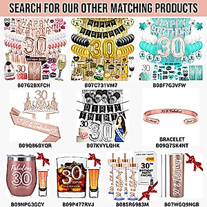 30th Birthday Decorations For Women (75 Pk) Rose Gold Dirty 30 Birthday Decorations For Her, Party Photo Backdrop, Sash, Happy Birthday Banner, Cake Topper, Balloon, 30th Birthday Gifts For Her Girls