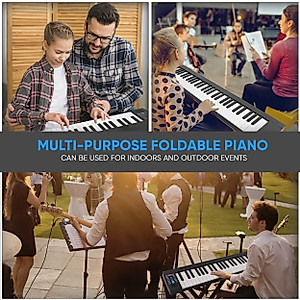 Pyle Electric Keyboard Piano 88 Keys - Portable Foldable Digital Piano Keyboard With Bluetooth, 128 Rhythms/Tones,Semi weighted keys, Sustain Pedal, Piano Bag - for Beginners, Kids,Adult -PKBRD8100