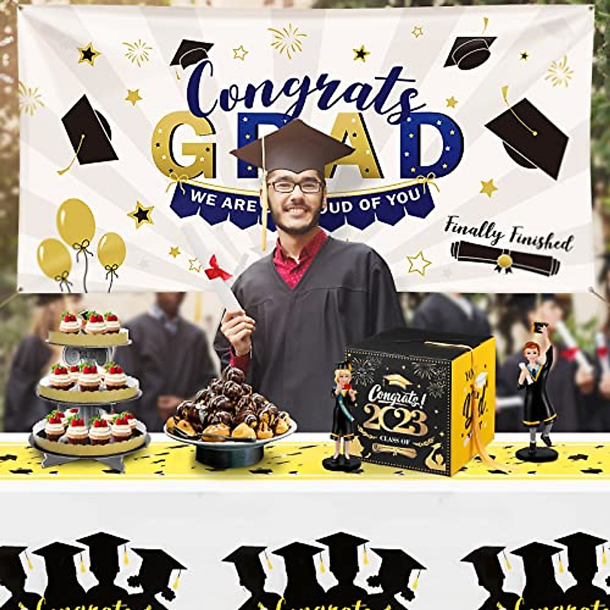 BESTOYARD 2023 Graduation Card Holder Box Congrats Grad Card Box Invitation Card Box Graduation Party Favors 2023 (2023-A)