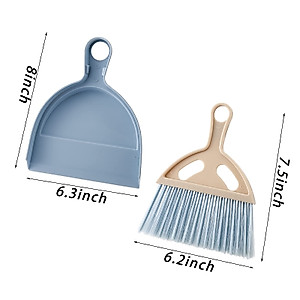 SOUJOY 6 Pack Small Dustpan and Brush Set, Whisk Broom and Dust Pan with Handle, Nesting Tiny Cleaning Broom, Mini Hand Broom and Dustpan Set for Table, Desk, Keyboard, Cars and Pet Nest