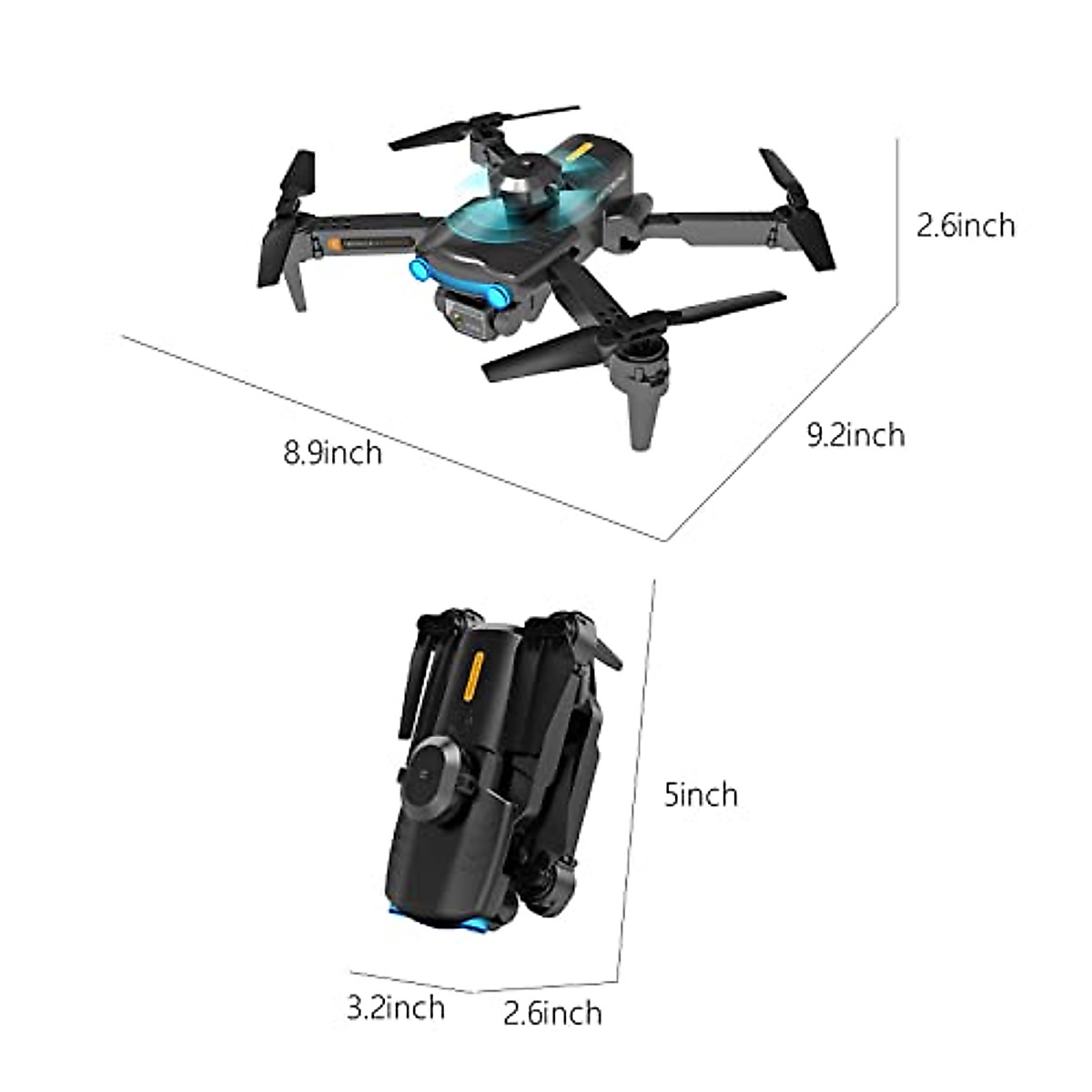 Tyranitar Mini Drone with 1080P Dual HD Camera, 2023 Upgradded RC Quadcopter FPV Camera Foldable Drone Toys Gift for Adults and Kids, One Key Start Speed Adjustment, 360° Altitude Hold Mode