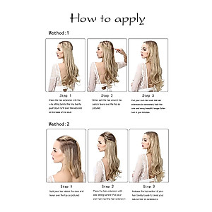 SARLA Invisible Wire Hair Extensions Straight Long Synthetic Hairpieces 22 Inch Adjustable Transparent Headband for Women Dirty Blonde