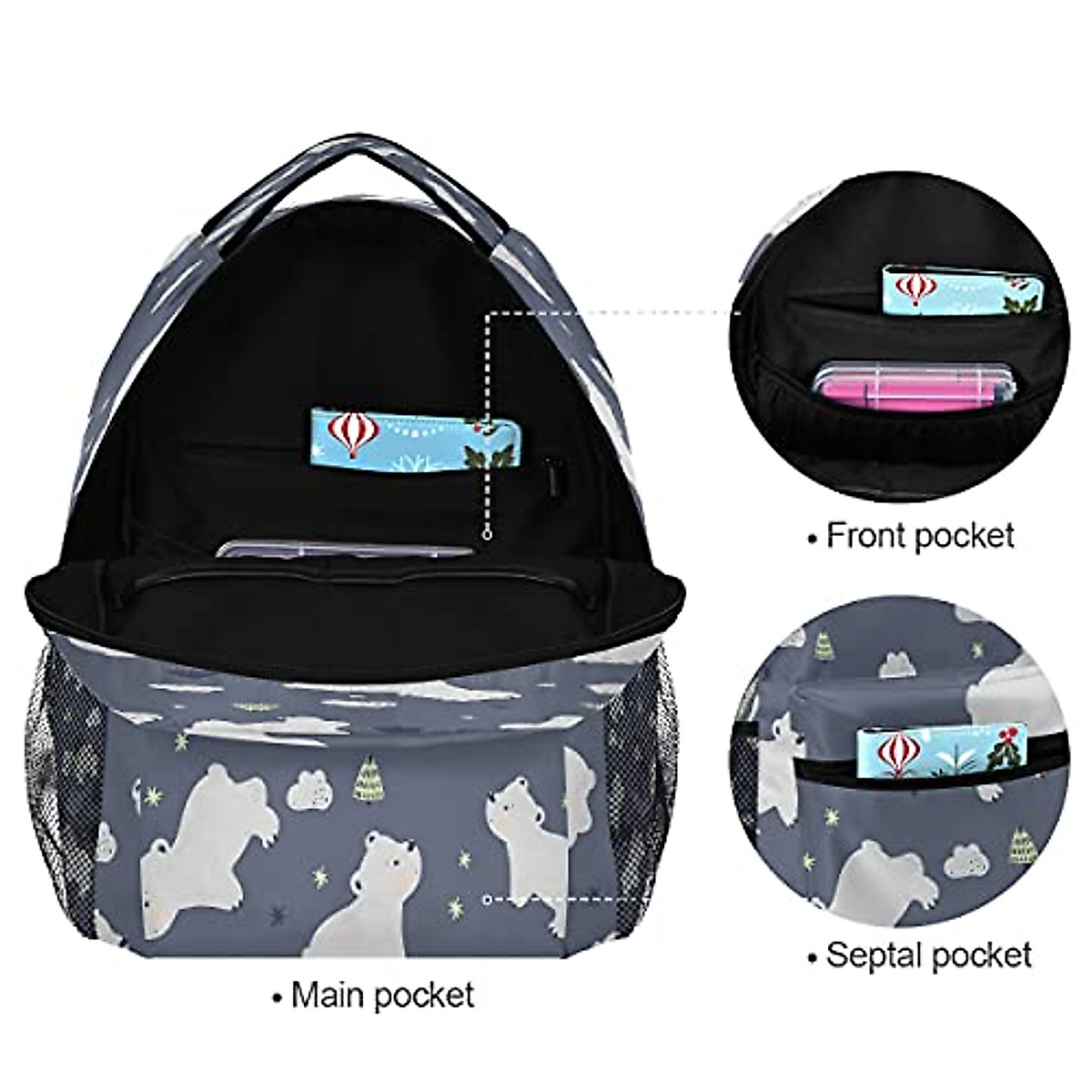 Toddler Backpack for Boys Girls Kids School Bag Cute Bookbag Polar Bear Backpack