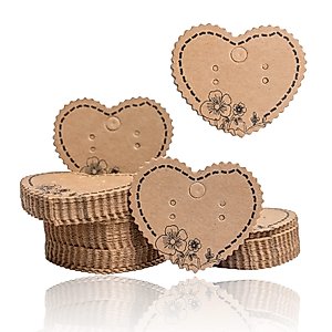 Zontween 200Pack Heart Shape Earring Display Cards Earring Display Cards Sets Earring Packing Holder Cards Jewelry Packing For Earring Jewelry Packing
