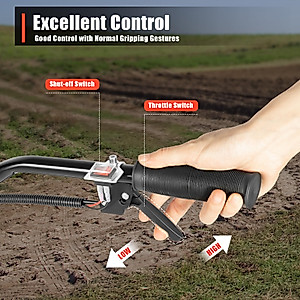 PIAOCAIYIN Gas Mini Tiller Cultivator, 52cc 2-Stroke Rototiller Gas Powered, 1700W Adjustable Garden Tiller Cultivator Tool for Soil Cultivation, Farm Plant Digging, 6500-7000r/Min