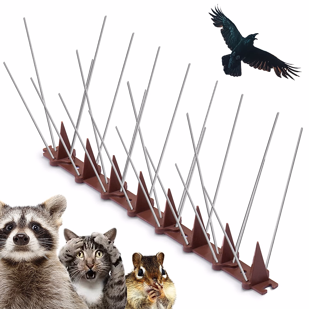 Bird Spikes, Upgraded Bird Spike Stainless Steel, Birds Deterrent Devices Outdoor, Fence Kit for Deterring Small Bird, Crows and Woodpeckers, Balcony, Wall, Railing, Refuse, 10 Pack Covers 8.4'