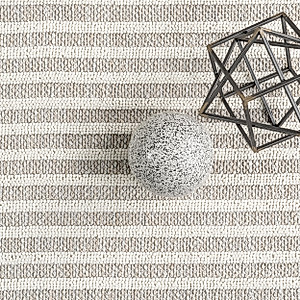 nuLOOM Nicka Striped 9x12 Machine Washable Area Rug for Living Room Bedroom Dining Room Kitchen, Light Grey/Cream