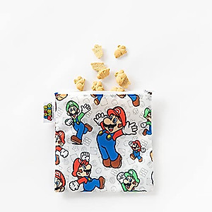 Bumkins Sandwich Bag / Snack Bag, Reusable Fabric, Washable, Food Safe, BPA Free, 7x7 â€“ Nintendo Mario/Luigi, Pack of 1