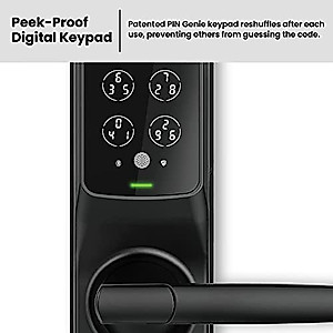 Lockly Secure Pro, Wi-Fi Smart Lock, Keyless Entry Door Lock, PIN Genie® Keypad, 3D Biometric Fingerprint Sensor, Voice Control, Auto Lock - Matte Black (PGD628WMB) - Latch Edition