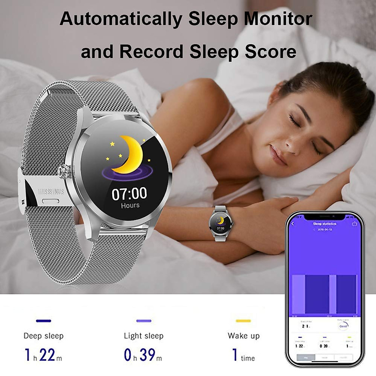 Smart Watch for Women,Elegant&High-end Sylish Stainless Steel IP68 Waterproof Smartwatch Fitness Tracker with Heart Rate Sleep Monitoring Calories Activity Tracker,Gift for Lady Girls,Silver