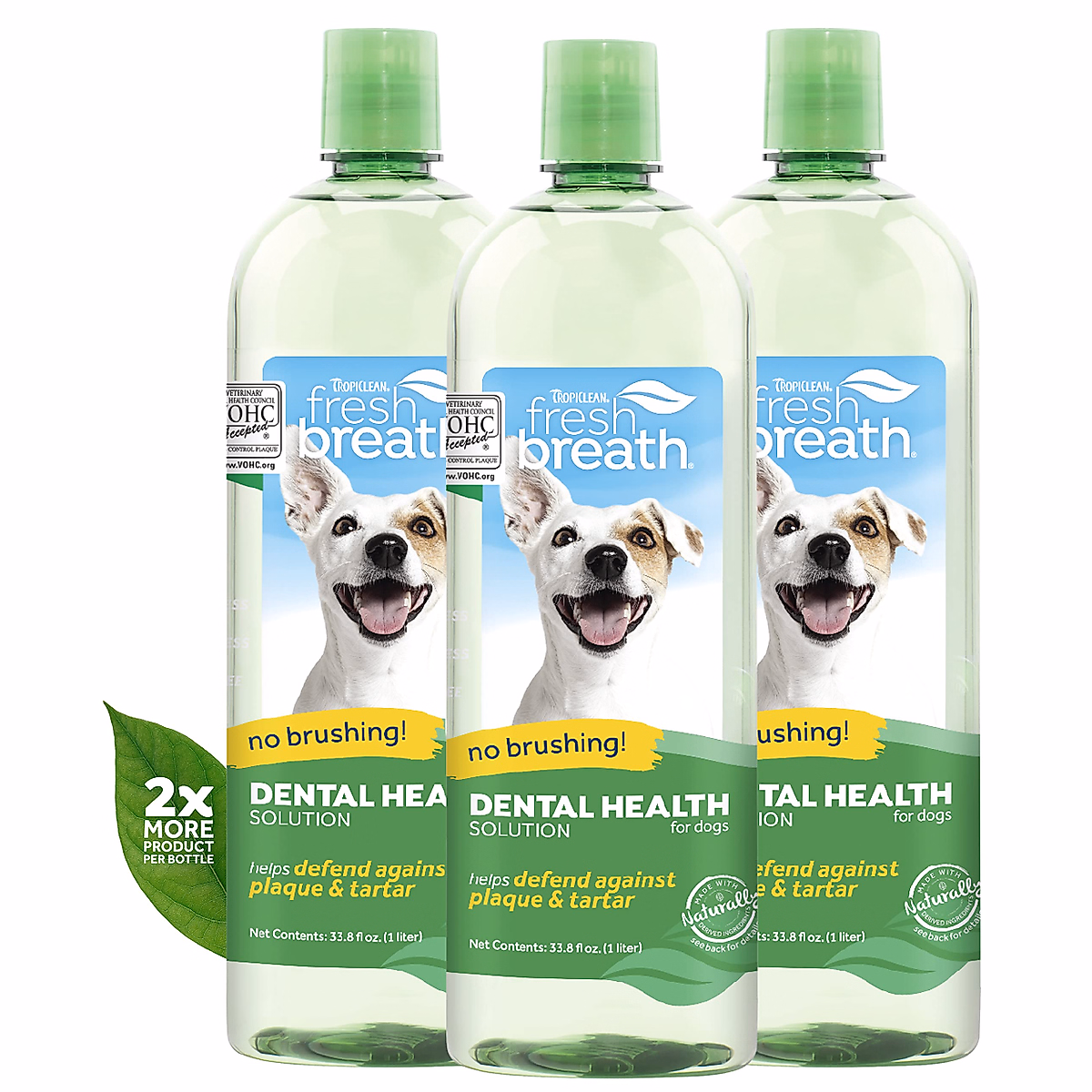 TropiClean Fresh Breath Original | Dog Oral Care Water Additive | Dog Breath Freshener Additive for Dental Health | VOHC Certified | Made in the USA | 33.8 oz. | Pack of 3