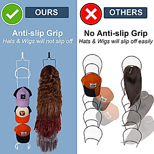 Livememory Hanging Hat Rack, Wig Rack Wigs Holder Hanger Wigs Storage for Door, Wall, Closet, Bathroom, 10pack (Black)