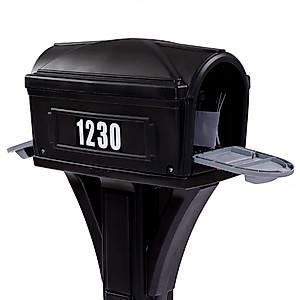 Simplay3 Classic Plastic Residential Mailbox & Post Mount Combo Kit with 2 Access Doors - Black