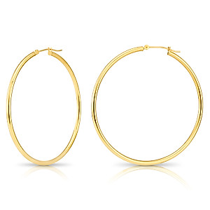 14k Gold Classic Hoop Earrings, 2'' Diameter (yellow-gold)……