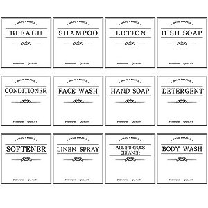 IParts Waterproof Removable Labels for 16oz Spray Bottles and Amber Glass Soap Dispenser, Shampoo and Lotion Dispenser Label Stickers and etc. (12 Pack)