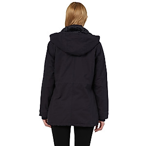 wantdo Women's Winter Military Jacket Outdoor Coat with Removable Hood Black L