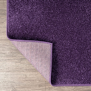 JONATHAN Y SEU100N-212 Haze Solid Low-Pile Indoor Runner Rug, Coastal, Bohemian, Minimalist, Classic, Casual for Bedroom,Kitchen,Living Room,Non Shedding,Easy-Washing, Purple, 2 X 12