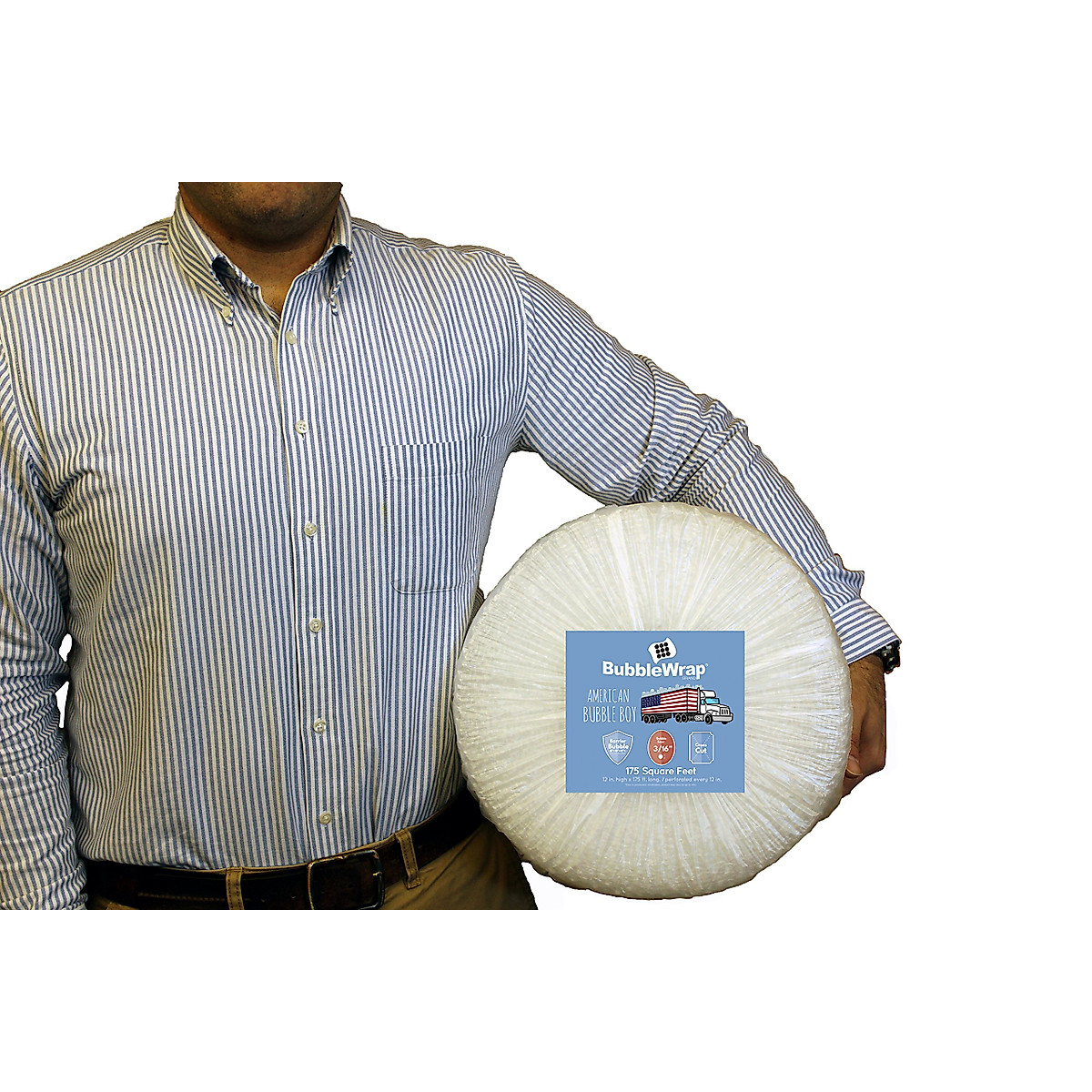 Bubble Wrap Roll 175', small bubble wrap 3/16 cushioning, 175ft perforated Every 12" Made in the USA by American Bubble Boy for packing, moving, wrapping of glassware, dishes, furniture and more!