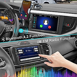Double Din Radio,Double Din Car Stereo with Backup Camera, 7 Inch Touch Screen Car Stereo Multimedia Car Radio Support Mirror Link/Bluetooth Caller/FM/Fast Charging/TF/USB/EQ/Aux/Remote Control/Type C