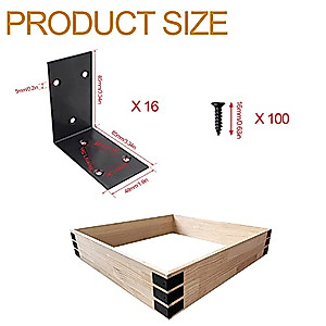 16 Pieces Raised Garden Bed Corner Brackets, Black Metal Rectangular Patio Planter Fixing Brace with Tapping Screw for Connect and Fix Flower Box, Rolling Planter