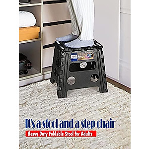 ACKO Folding Step Stool 13 inch Heavy Duty Plastic Foldable Step Stool for Kids and Adults, Small Collapsible Fold Up Stepping Stool 1 Pack