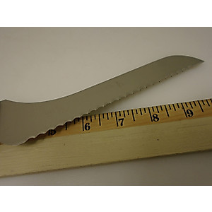 Made in USA 7 inch Offset Scalloped Edge Bread Knife Black Handle SG163-7SC