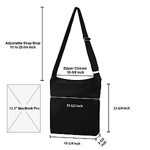 Muka Custom Embroidered Hobo Bag, Black Canvas Shoulder Bag Crossbody Bag with Logo Text