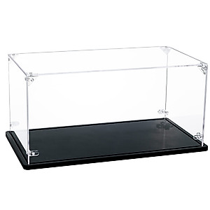 Gemutlich Acrylic Display Case 3mm Thickness Inner 15 x 8 x 7 Inches, Solid Wooden Base Dustproof Clear Display Box Showcase for Lego Cars Diecast Model Cars 10295 10300 42123 21317 10290 21328 10282