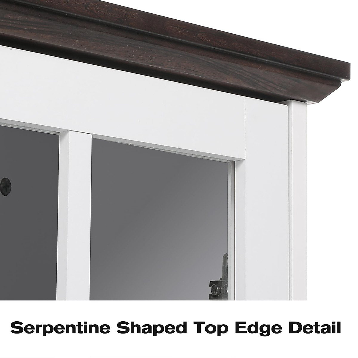 HolliWill White TV Stand, Entertainment Center for 65 inch TV, 58" Modern Farmhouse TV Stand with Glass Door, Tall TV Console or Storage Cabinet for Living Room,White&Brown