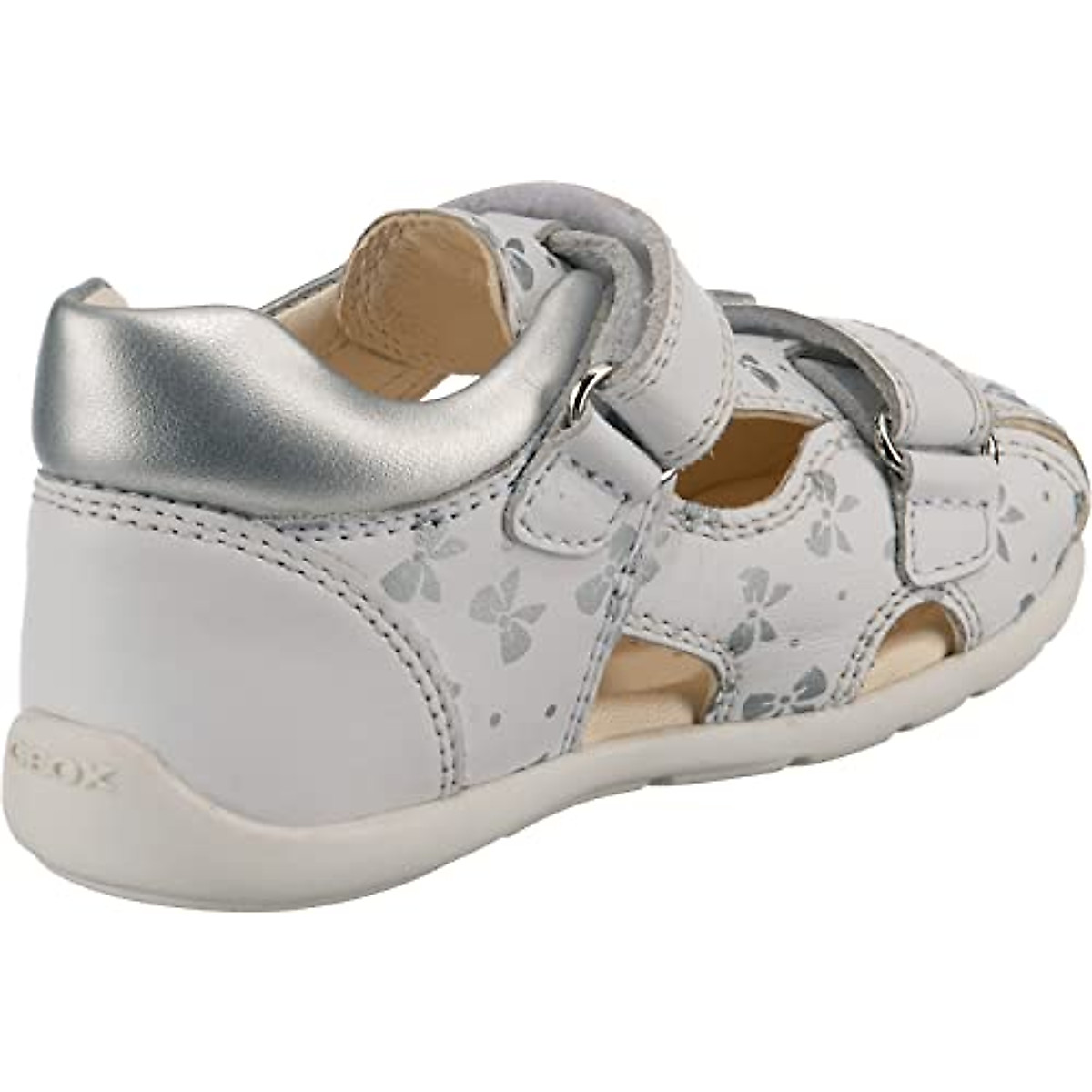 Geox Baby Girls Low-Top Trainers First Steps, White Silver, 3 Infant