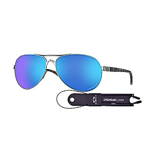 Oakley Feedback OO4079 407933 59M Polished Chrome/Prizm Sapphire Sunglasses for Women + BUNDLE Accessory Leash Kit+ BUNDLE with Designer iWear Eyewear Kit