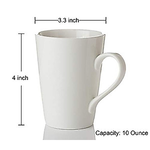 MIWARE 10 Ounce Porcelain Mugs, Set of 6, Tea and Coffee Mug Set, Ivory White (Ivory White, 10OZ)