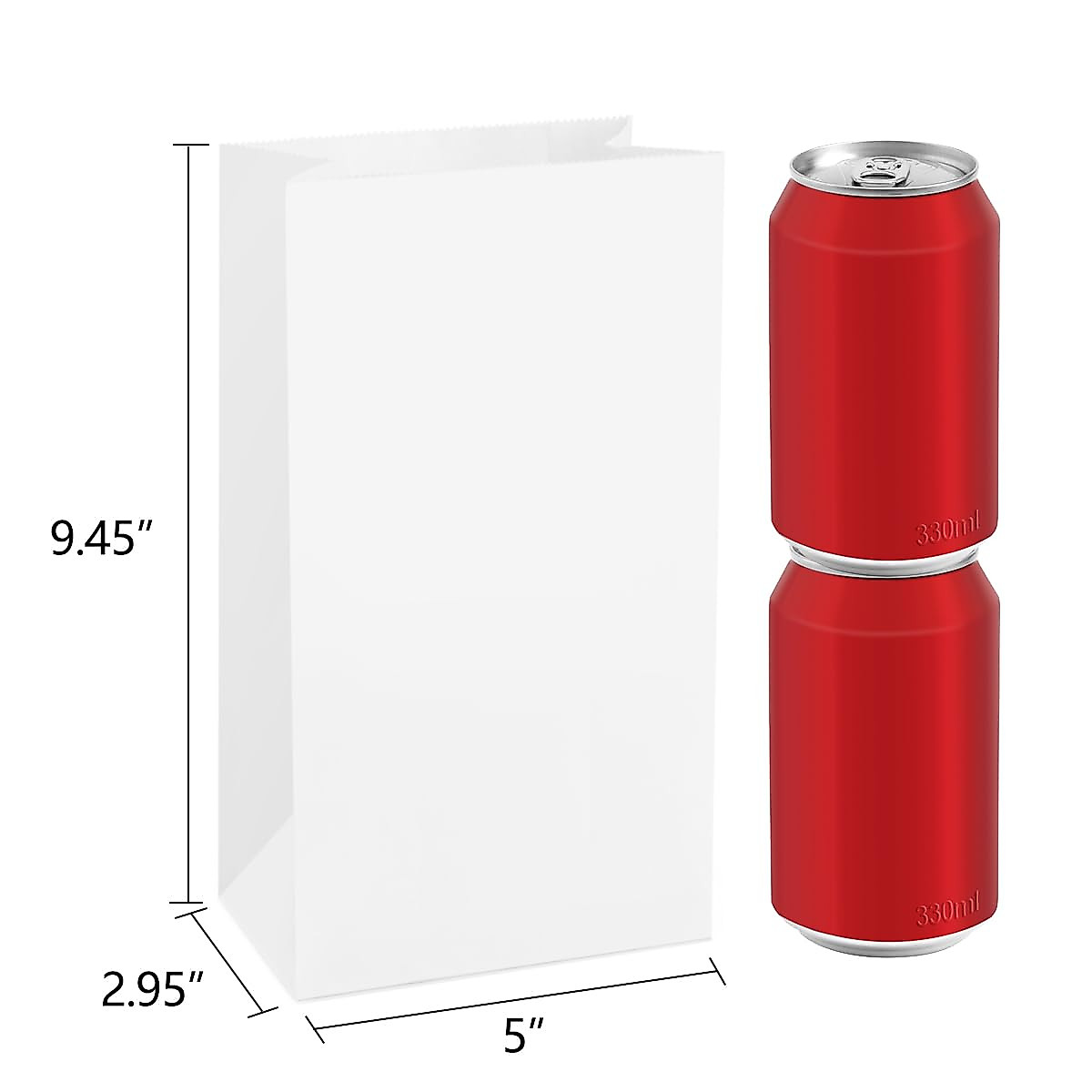 BagDream Paper Lunch Bags 4lb 50Pcs Snack Bags, Craft Bags, Bread Bags, White Sack Lunch Bags Bulk 5x2.95x9.45 Inches Paper Bags