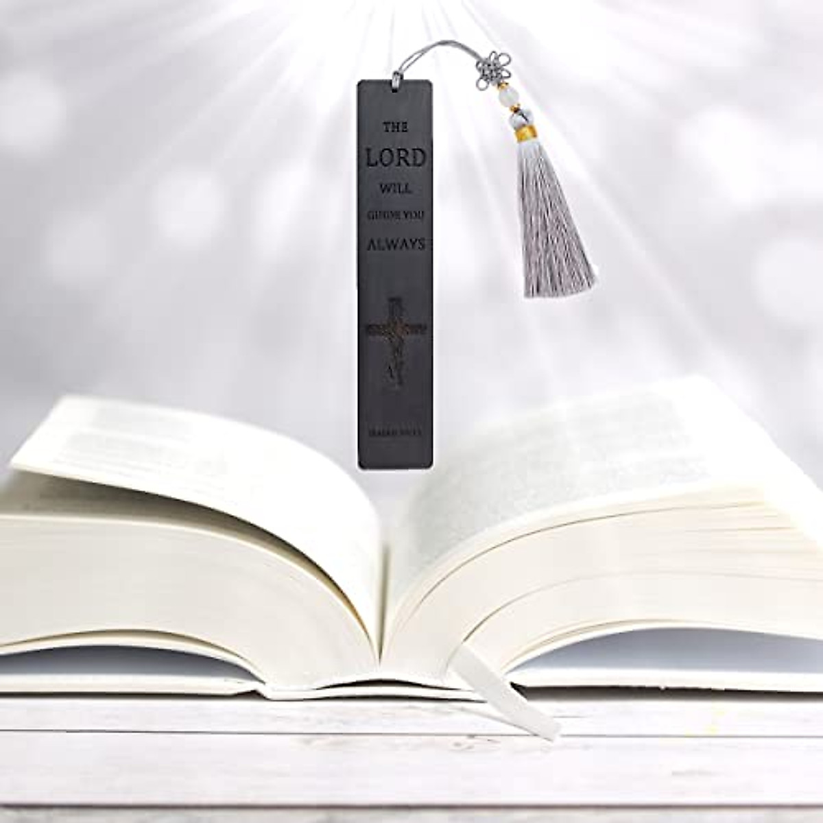 Bible Verses Bookmarks, Inspirational Christian Gifts for Men Women, Religious Gifts for Book Lover (The Lord Will Guide You Always - Black)