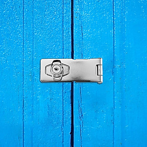 2 Pack 4 Inch Keyed Hasp Locks Twist Knob Keyed Different Locking Hasp for Small Doors, Stainless Steel Chrome Plated Hasp Lock Catch Latch