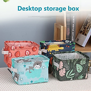 D-GROEE Storage Basket Cube, Cartoon Storage Bin Box Collapsible Clothes Toys Organizer Laundry Basket for Shelves Closet Kids Nursery Bedroom Atrovirens