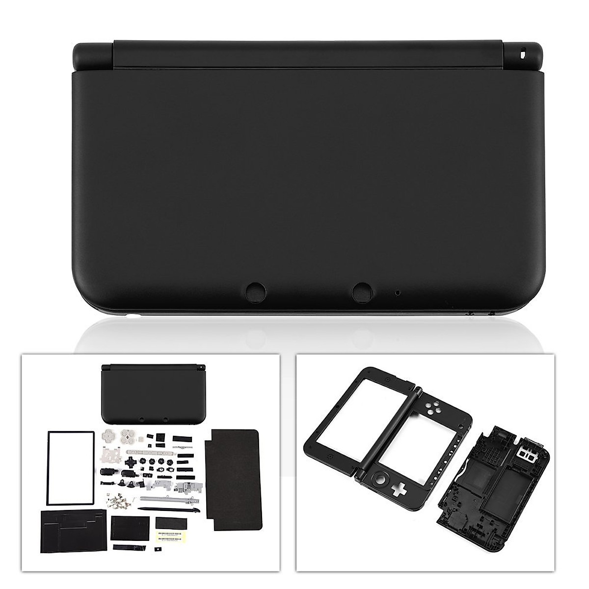 Full Housing Case Cover Shell with Buttons Replacement Parts for 3DS XL / 3DS LL Game Console-Black.