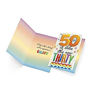 Happy 50th Birthday Card | Made in America | Eco-Friendly | Thick Card Stock with Premium Envelope 5in x 7.75in | Packaged in Protective Mailer | Prime Greetings