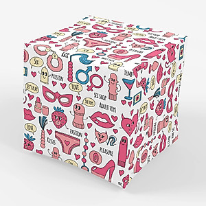 Stesha Party Adult Themed Gift Wrapping Paper - Folded Flat 30 x 20 Inch (3 Sheets)