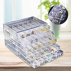 Nail Decoration Storage Box,120 Grids Transparent Nail Art Storage Box, 5-layer Drawer, Water and Dust Resistant, Elegant Appearance, Large Capacity, Beads, Nail Art Supplies Sequence Organizer