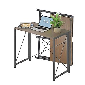 ENGERIO Folding Desk, Small Foldable Desk 35.4" for Small Spaces, Space Saving Computer Table Writing Computer Desk Workstation for Home Office, Easy Assembly
