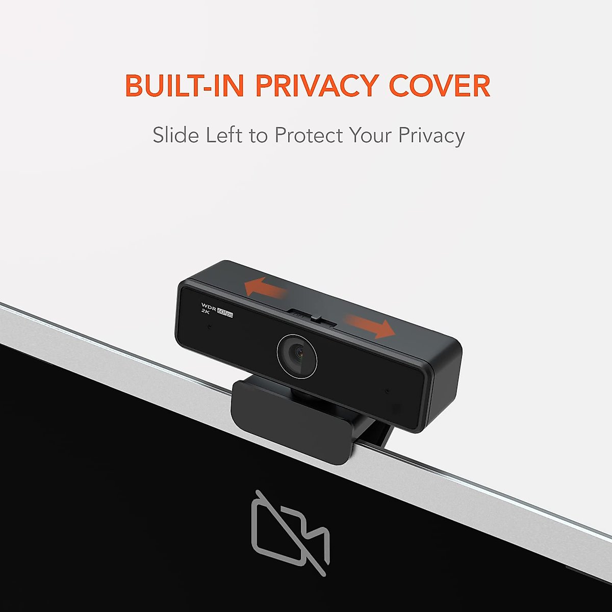 NUROUM 2K Webcam with Microphone, 1080P/60fps, 1440P/30fps, Dual Microphone with Privacy Cover, Wide-Angle USB FHD Web Computer Camera, Plug and Play, for Zoom/Skype/Teams/Webex