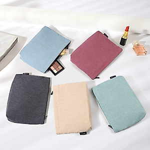 MAANGE Small Makeup Bag For Purse, Travel Cosmetic Bag Makeup Pouch Corduroy Portable Versatile Zipper Pouch For Women (GREEN)