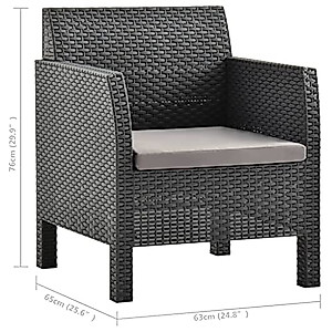 ZQQLVOO Patio Chairs with Cushions,Armchair,Dining Chairs,Leisure Chairs,Garden Chairs,for Swimming Pools,Decks,Gardens,Backyards,2 pcs PP Rattan Anthracite
