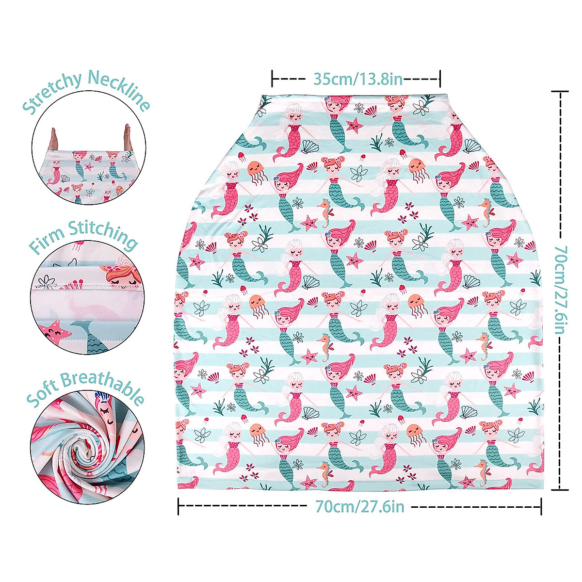 Car Seat Covers for Babies, Infant Carseat Canopies for Boys Girls, Opening Nursing Cover with Breathable Interactive Window, Soft Carrier Cover Newborn Shower Gift