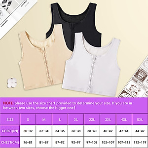 XUJI Women Transgender FTM Zip Up Breathable Half Chest Binder Tank Top (GR, XL) Grey