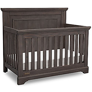 Simmons Kids SlumberTime Paloma 4-in-1 Convertible Baby Crib & Ultra Deluxe 2-in-1 Innerspring Crib and Toddler Mattress, Rustic Grey