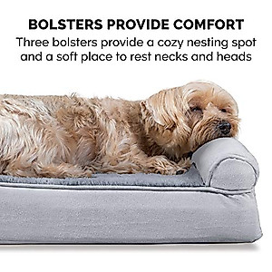 Furhaven Large Orthopedic Dog Bed Plush & Suede Sofa-Style w/ Removable Washable Cover - Gray, Large