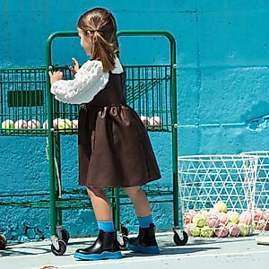 Hawkwell Boys Girls Low Heels Ankle Boots Unisex Kids Side Zipper Chelsea Booties (Toddlers/Little Kids/Big Kids),Black Blue PU 12 M US